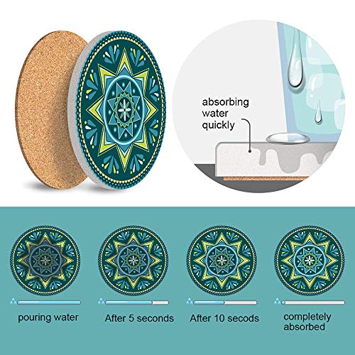 Absorbent Drink Coasters - Ceramic Absorbing Stone Coasters with Cork ...