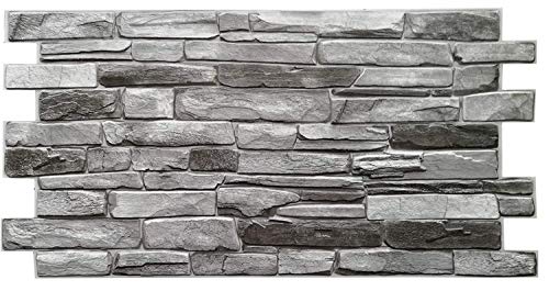 PVC Plastic Wall Panels 3D Decorative Tiles Cladding - Grey Stone (Pack ...
