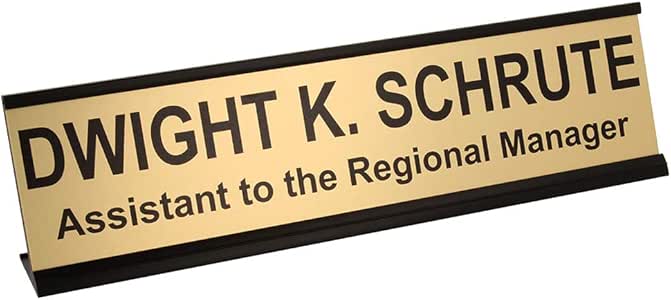 Amazon.com : Assistant to The Regional Manager Custom Desk Plate – 2” x ...