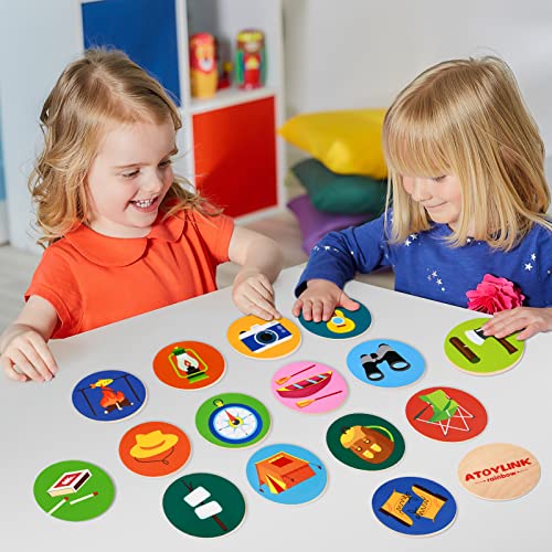 Atoylink Wooden Matching Memory Game for Kids 3 and Up, 30pcs Camp ...