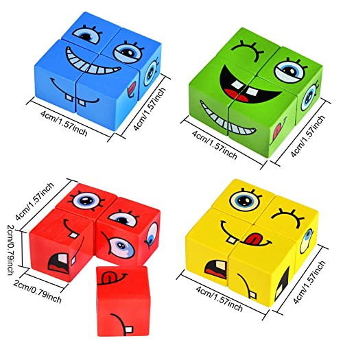 MDJFB Wooden Expressions Matching Block Puzzles Building Cubes Toy ...