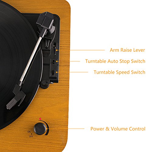 MUSITREND Record Player Vintage Turntable 3-Speed Bluetooth Vinyl ...