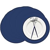 Amazon.com: 50 Pieces Navy Blue Paper Place Mats Blue Round Disposable ...