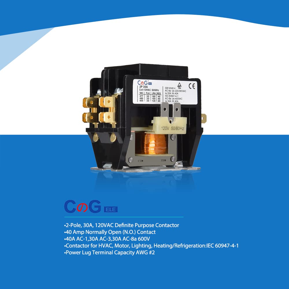 Mua 2 Pole Air Conditioner Contactor 30 Amp 120V Coil,Condenser ...
