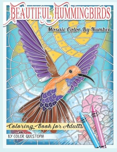 Beautiful Hummingbirds Mosaic Color By Number Coloring Book for Adults ...