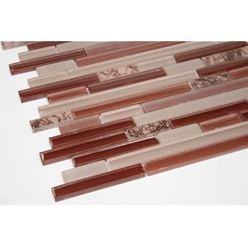 Random Brick Pattern Glass Tile & Resin Tile; Color: Red Glass Mosaic ...