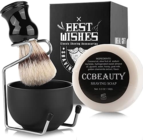 CCbeauty Shaving Brush and Bowl Set for Men, 4-in-1 Bristle Wet Shave ...