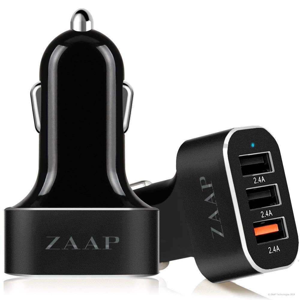 ZAAP® (USA) Three Port Turbo USB Aluminium Car Charger (Premium 25W/5.1 ...