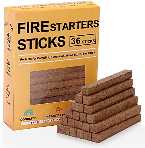 Realcook Fire Starters Natural Sticks: 36 Count Easily Start Charcoal ...
