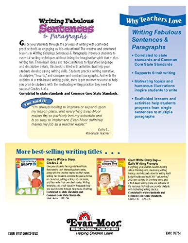 Evan-Moor Writing Fabulous Sentences & Paragraphs, Grades 4-6 ...