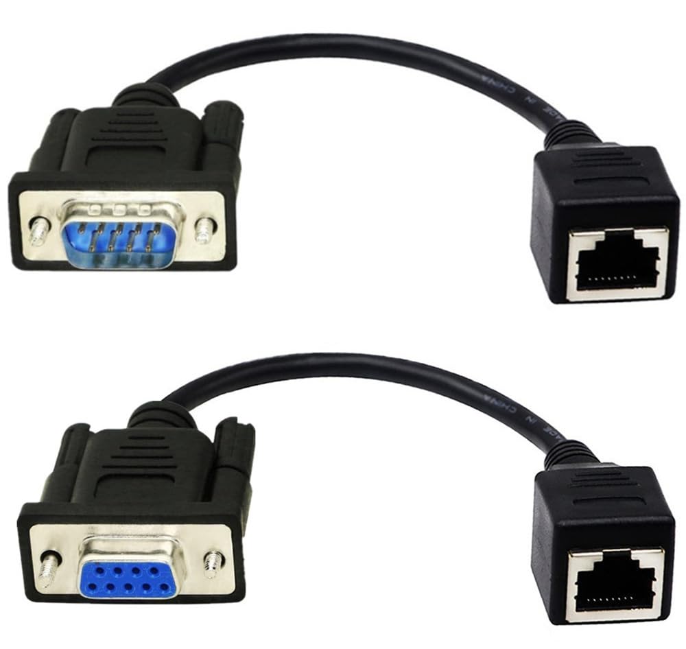 Halokny RS232 DB9 to RJ45 Ethernet Converter, DB9 9-Pin Male & Female ...