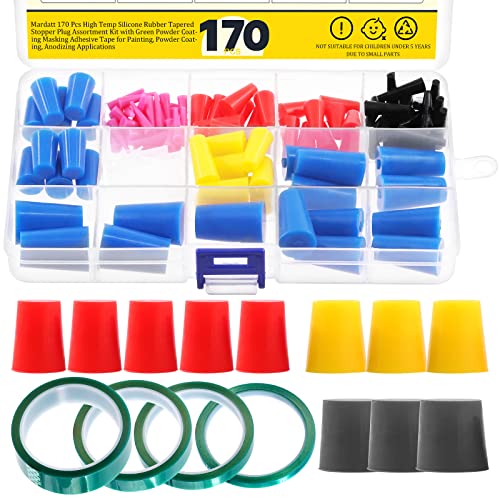 Mardatt 170 Pcs High Temp Silicone Rubber Tapered Stopper Plug ...