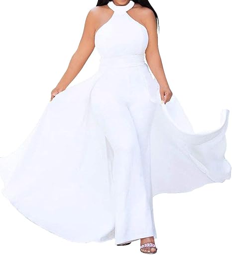 VERWIN Patchwork Overlay Embellished Plain Femme Jumpsuit Taille Haute ...