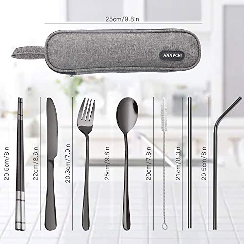 Reusable Utensils with Case - Lunch Utensil Case Black Portable ...