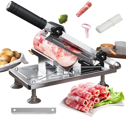 THE WHITE SHOP Manual Frozen Meat Slicer Upgraded Meat Cutter for Beef ...