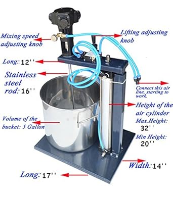 Amazon.com: Pneumatic mixer with Stand and 5 Gallon Barrel Tank ...