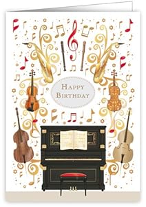 Happy Birthday card - featuring musical instruments images: Amazon.co ...