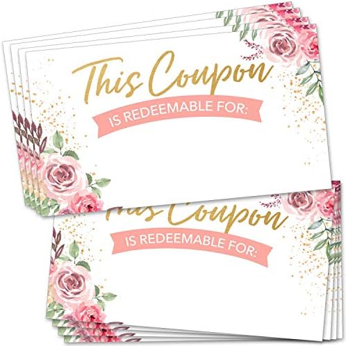 [아마존 직구 추천] 200 Bulk Blank Coupon Cards – Floral Pink Fillable Gift ...