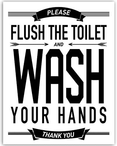 Amazon.com: Please Flush The Toilet And Wash Your Hands - Bathroom Sign ...