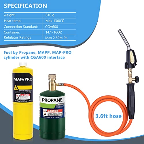 TAUSOM Propane Torch, Trigger Start Mapp Gas Torch Map Gas Torch Kit ...