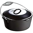 Amazon.com: Lodge 5 Quart Pre-Seasoned Cast Iron Dutch Oven with Lid - Wire Bail Handle for Easy ...