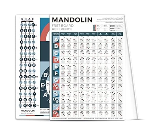 Mandolin Chord Chart, 8'' x 11'' Fret Board Notes Cheatsheet for ...