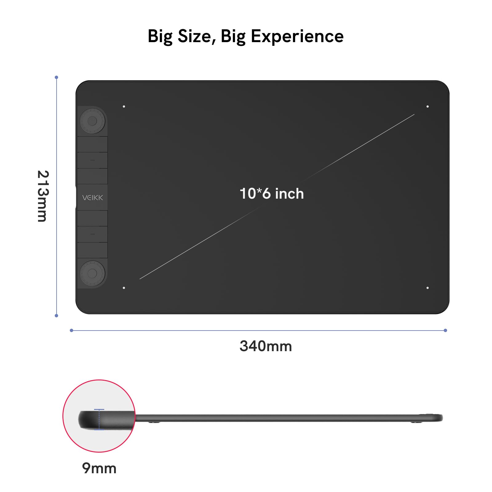 Mua VEIKK VK1060PRO V2 Large 10 x 6 Inch Drawing Tablet with 2 Scroll ...
