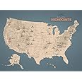 Amazon.com : State Highpoints Checklist Map 18x24 Poster (Tan & Slate ...