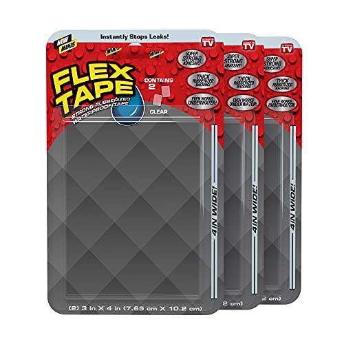 Flex Tape, Mini, Clear, 3-Pack, Original Thick Flexible Rubberized ...