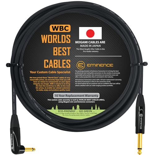 WORLDS BEST CABLES 10 Foot - Guitar Bass Instrument Cable Custom Made ...