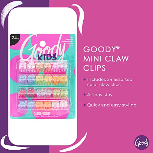 Goody Classics Mini Claw Clips - 24-Pack, Assorted Colors - Great for ...