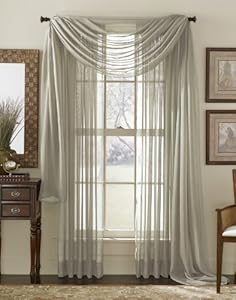 Amazon.com: Grey 55" x 216" Sheer Window Scarf: Home & Kitchen