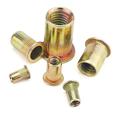 180Pcs Mixed Rivet Nut Flat Head Insert Nutsert Zinc Plated Carbon ...
