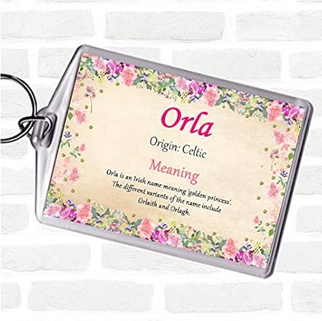 Orla Name Meaning Bag Tag Keychain Keyring Floral: Amazon.co.uk: Office ...
