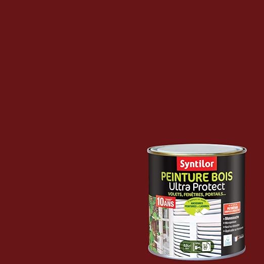 Syntilor - Peinture Bois Ultra Protect Rouge Basque Satiné RAL 3004 0 ...