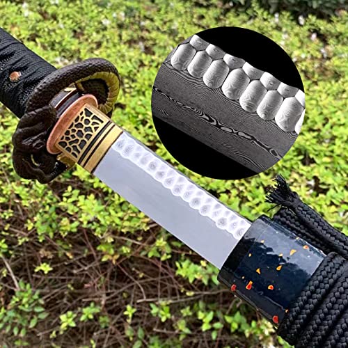 HERO SWORD-Handmade Stone Pattern Samurai Sword Damascus Steel Golden ...