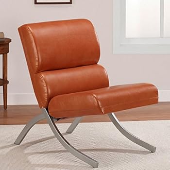 Amazon.com: Rust Colored, Faux Leather Accent Chair, Beautiful Modern ...