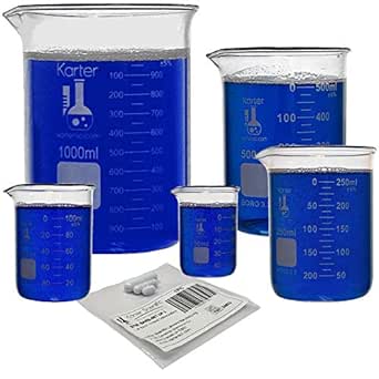 Glass Low Form Beaker Set with Magnetic Stir Bar Set, 5 Sizes - 50, 100 ...