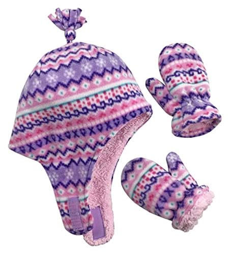 N'Ice Caps Little Girls and Baby Sherpa Lined Warm Fleece Pilot Hat ...