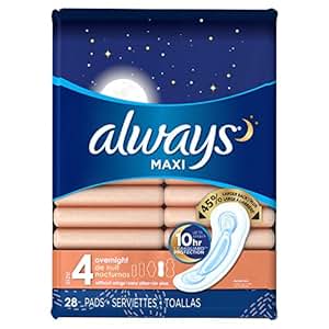 Amazon.com : Always Maxi Feminine Pads for Women, Size 4, Overnight ...