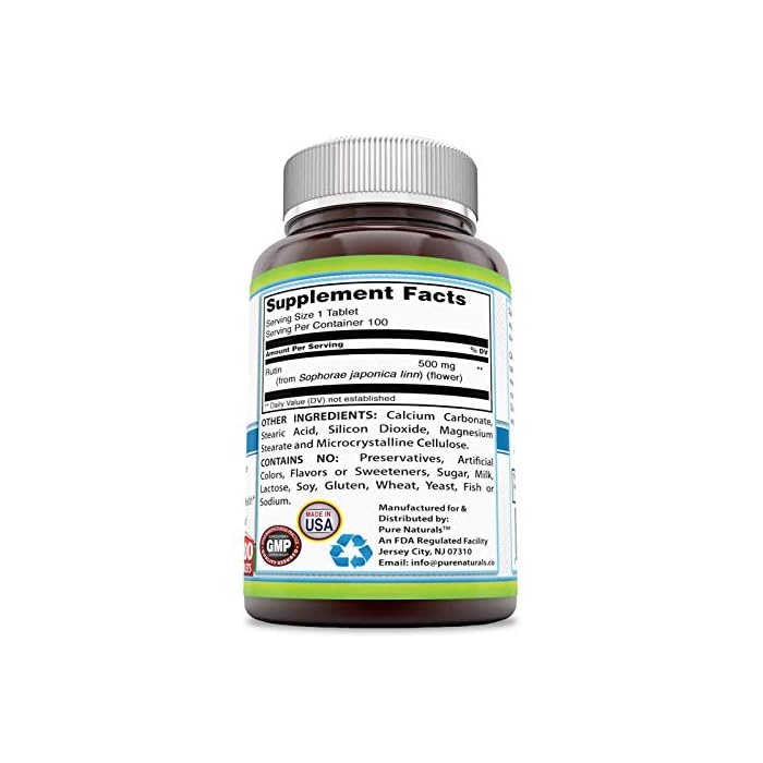 Pure Naturals Rutin 500 Mg Tablets (Non-GMO)- Helps Neutralize Free ...