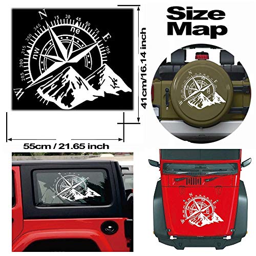 Fochutech Car Decals, Compass with Mountain Jeep Stickers, Waterproof ...