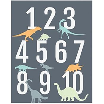 Amazon.com: Dinosaur Number Wall Art Print 11x14, Nursery Decor ...