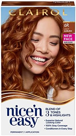 Clairol Nice'n Easy Permanent Hair Dye, 6R Light Auburn Hair Color ...
