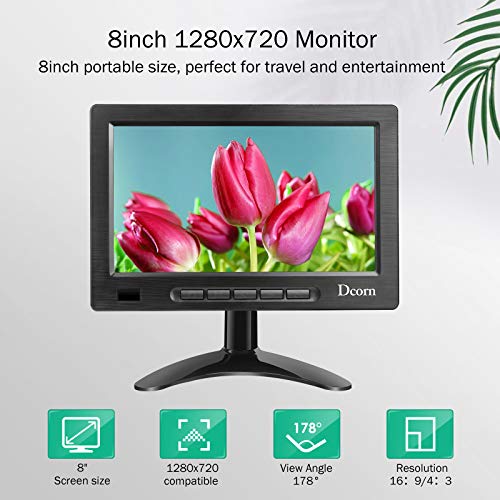 Dcorn 8 Inch Mini Monitor,Small HDMI Monitor 1280x720 16:9 IPS Metal ...