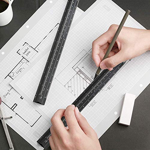 Architectural Scale Ruler, 12 Inch Triangular Aluminum Architect Scale ...