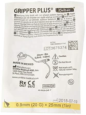 Amazon.com: Smiths Medical 21-2966-24 Deltec Gripper Plus Safety Needle ...