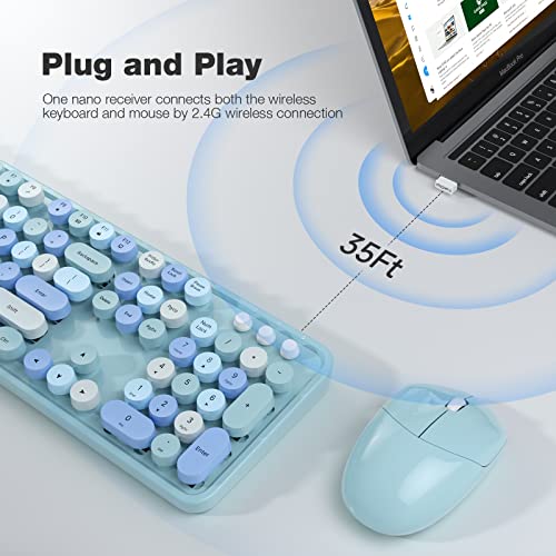 Mofii Wireless Keyboard And Mouse Combo Blue Retro Keyboard With Round Keycaps 2 4ghz Dropout