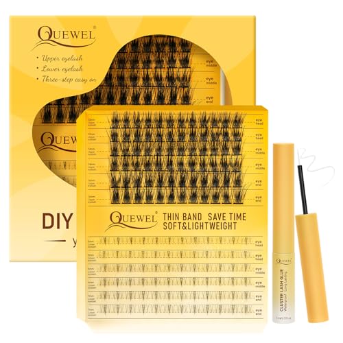 QUEWEL Cluster Lashes Kit Upper and Lower Eyelash Clusters with Long ...