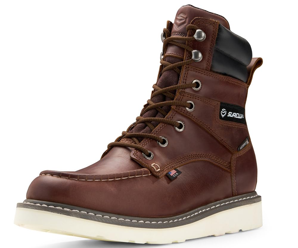 SIZE 12 SUREWAY Men's 8" Waterproof Soft Toe Work Boots,Construction ...